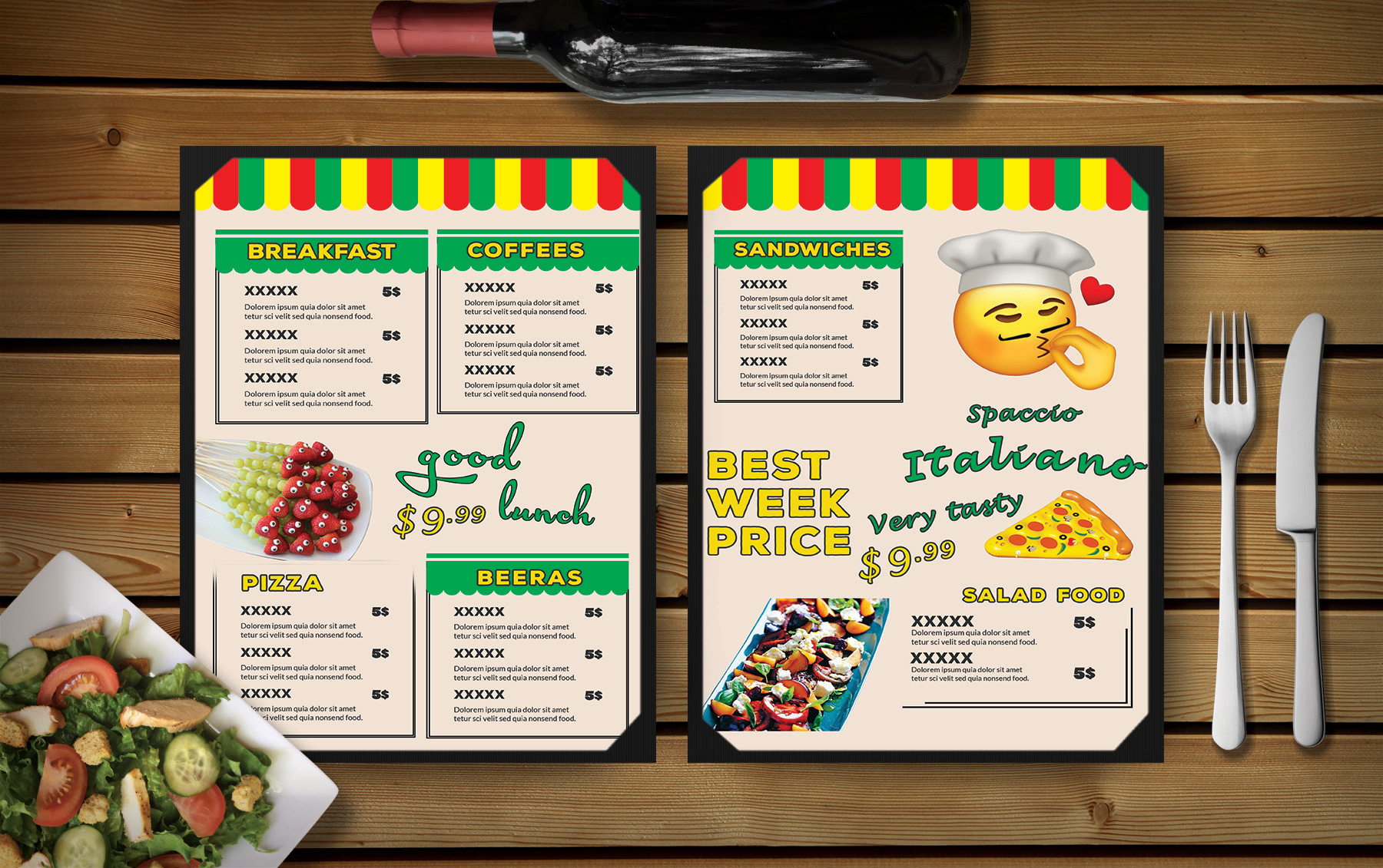 Main Course Menu Card Design Template