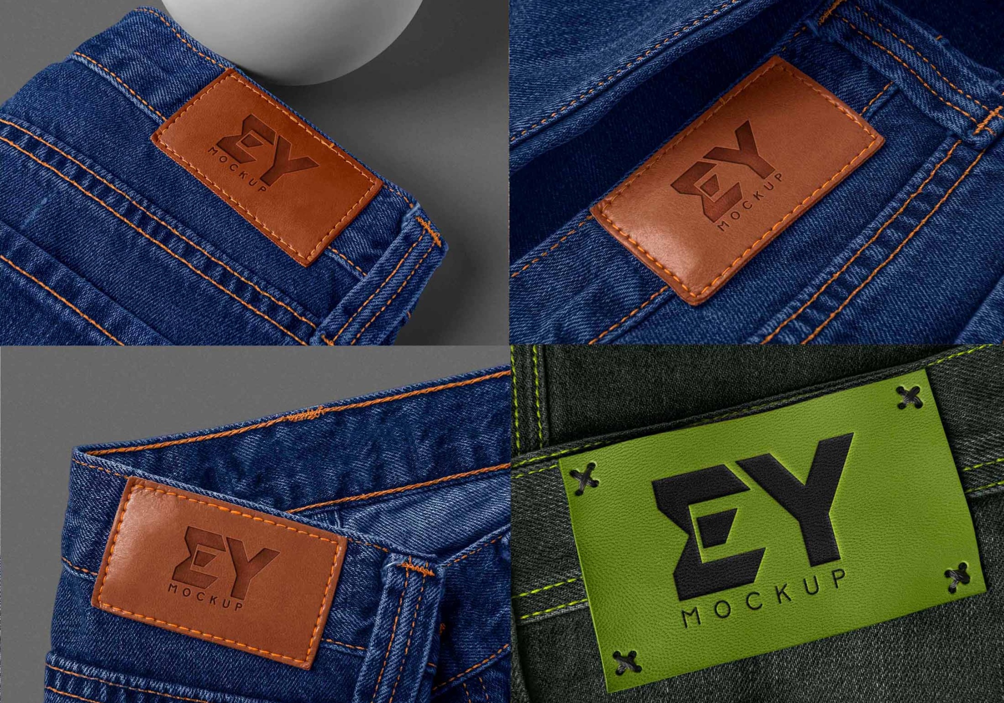 Stylish Jeans Tag Mockup Templates