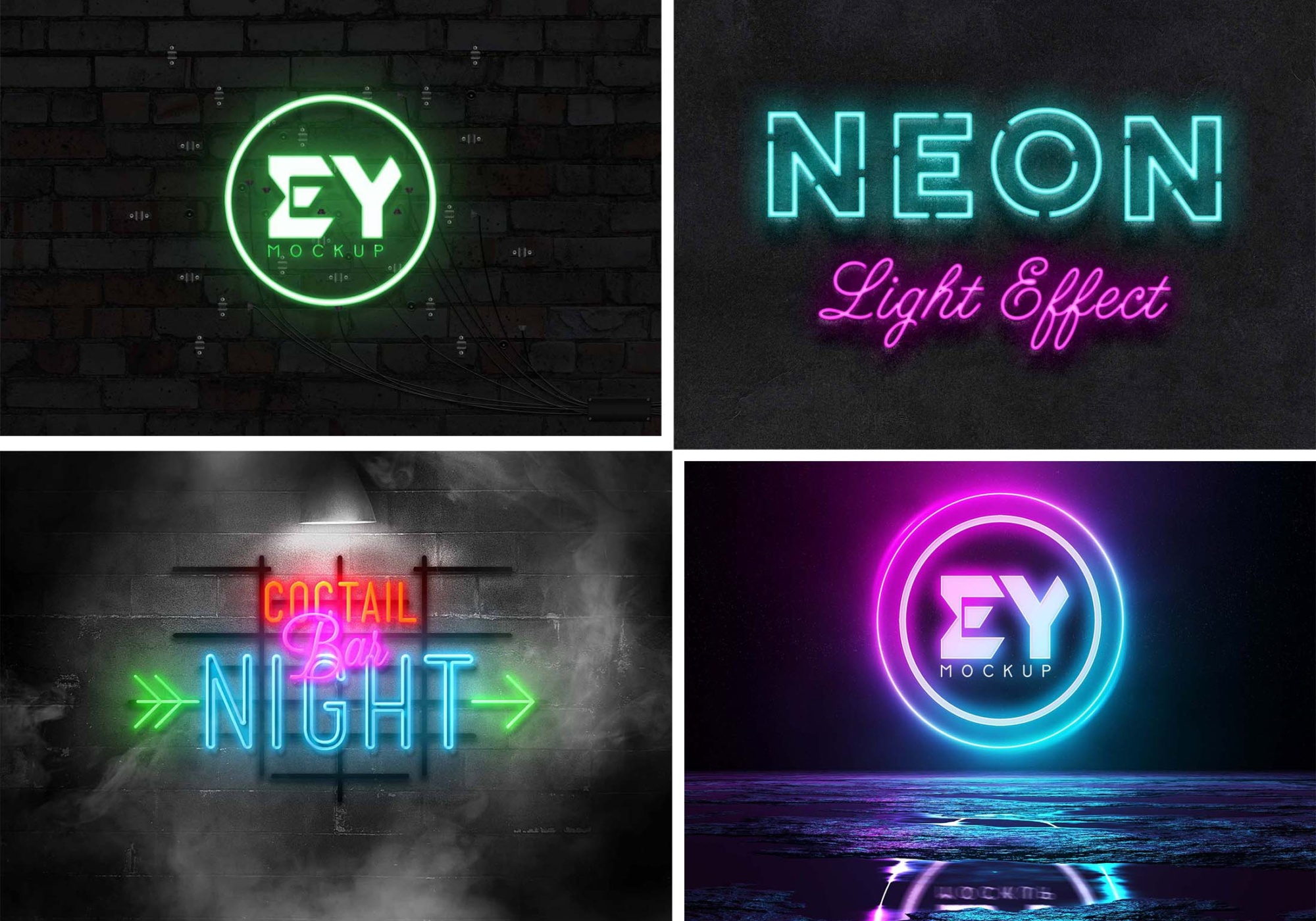 Stylish Neon Signs Mockup Download