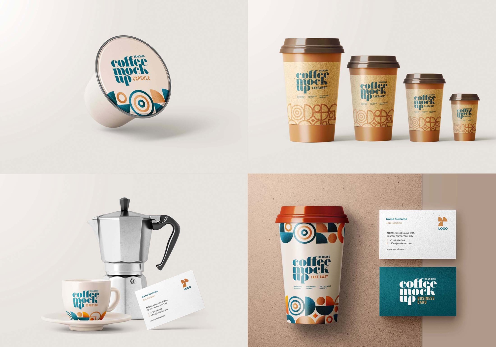 Downloadable Coffee Brand Mockup Templates