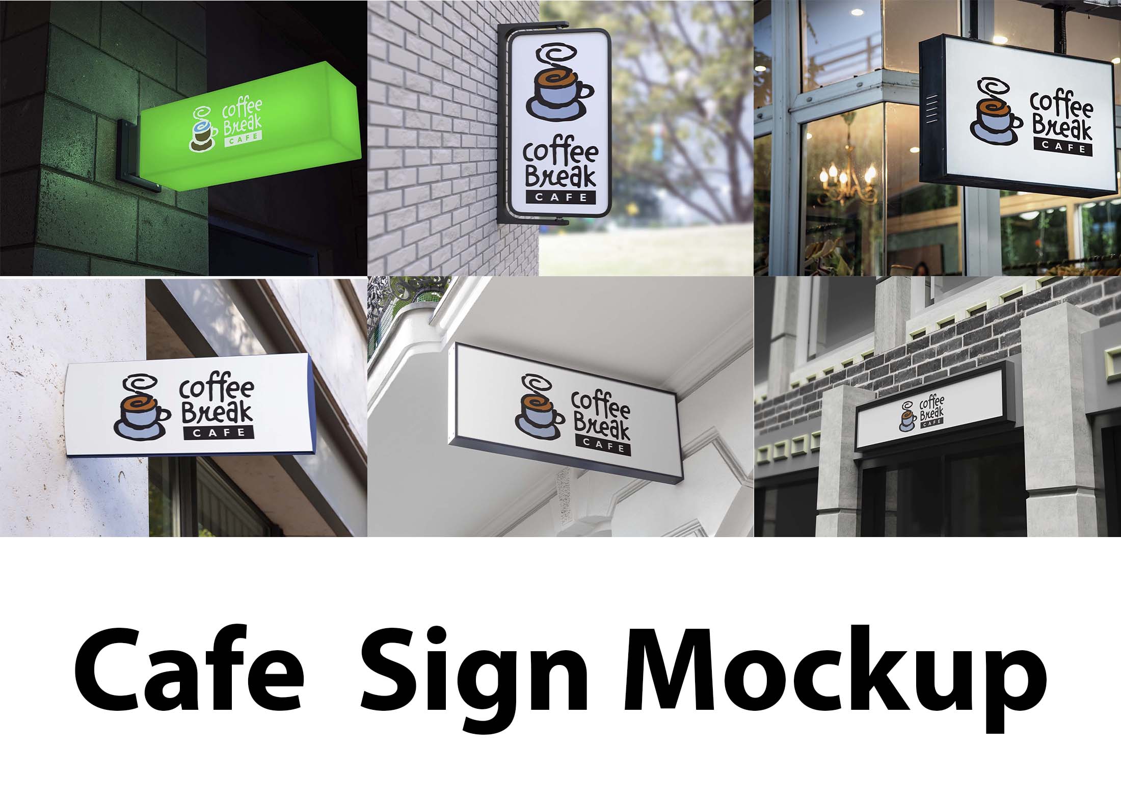 Downloadable Coffee Break Sign Mockup