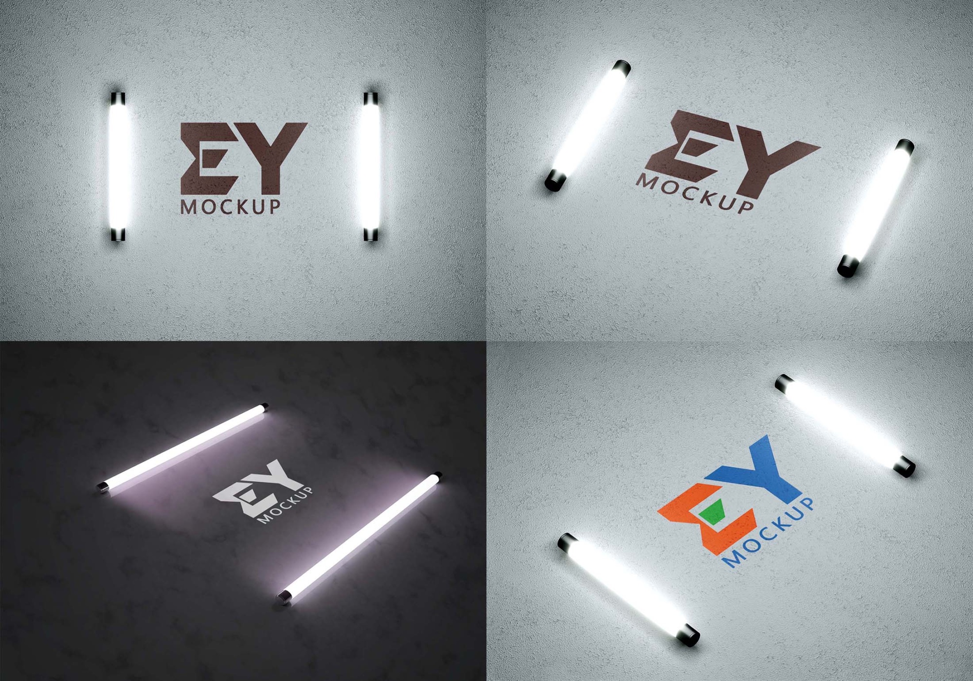 Creative Wall Light Logo Mockup