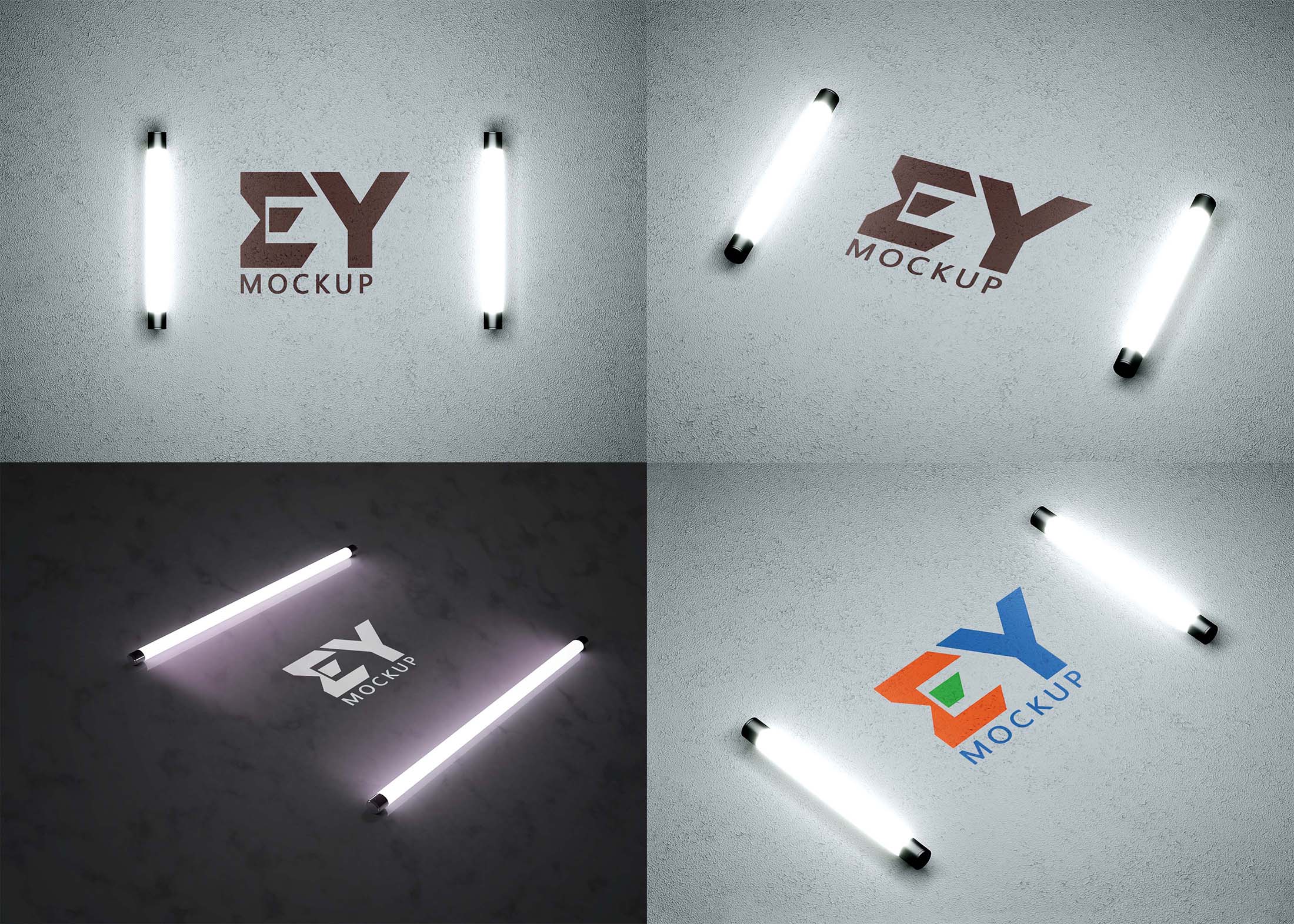 Creative Wall Light Logo Mockup