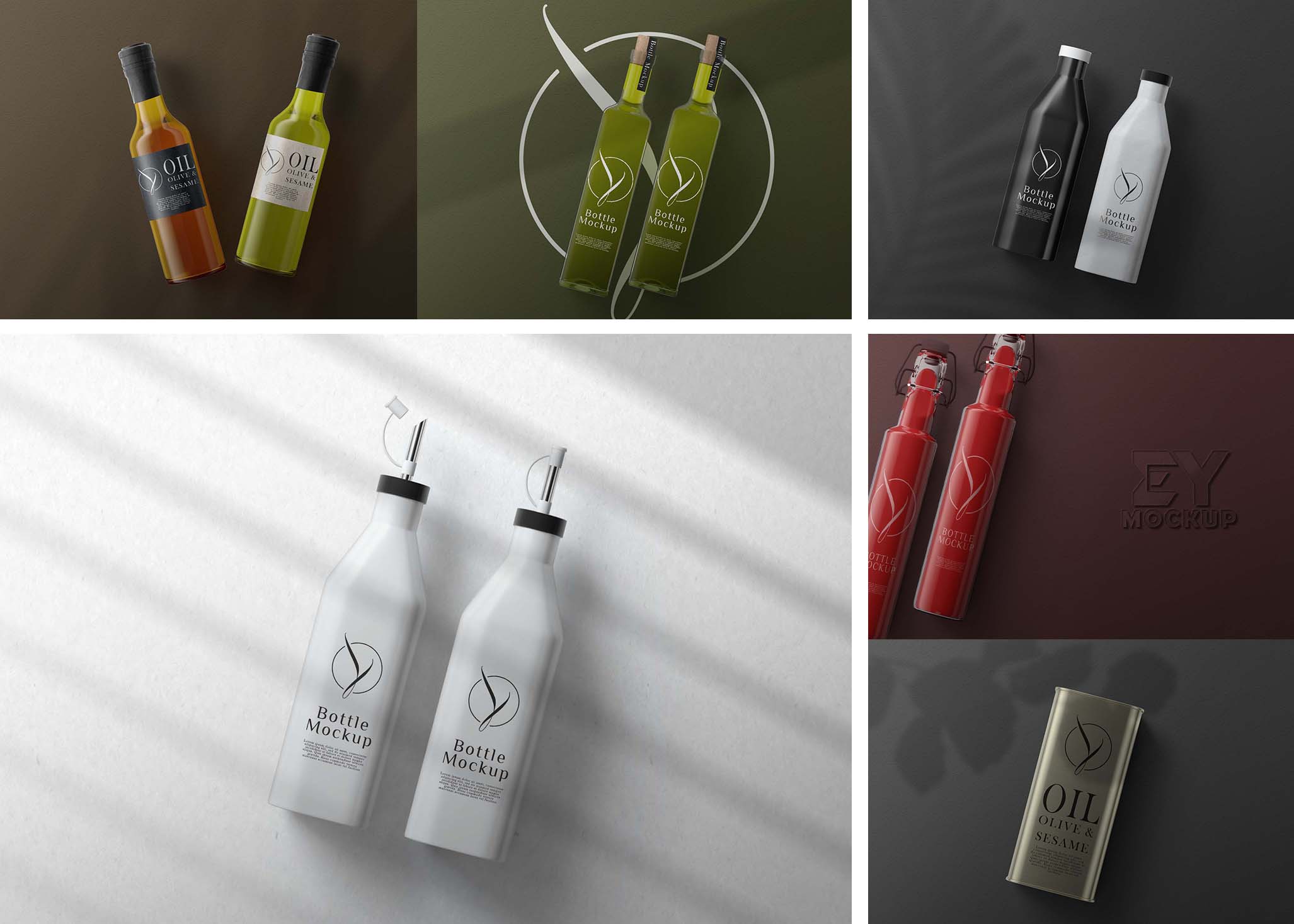 Realistic Oil Bottle Mockup Download