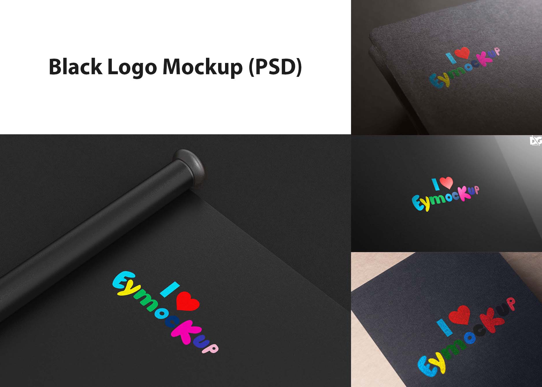 Free Black Logo Mockup PSD Download