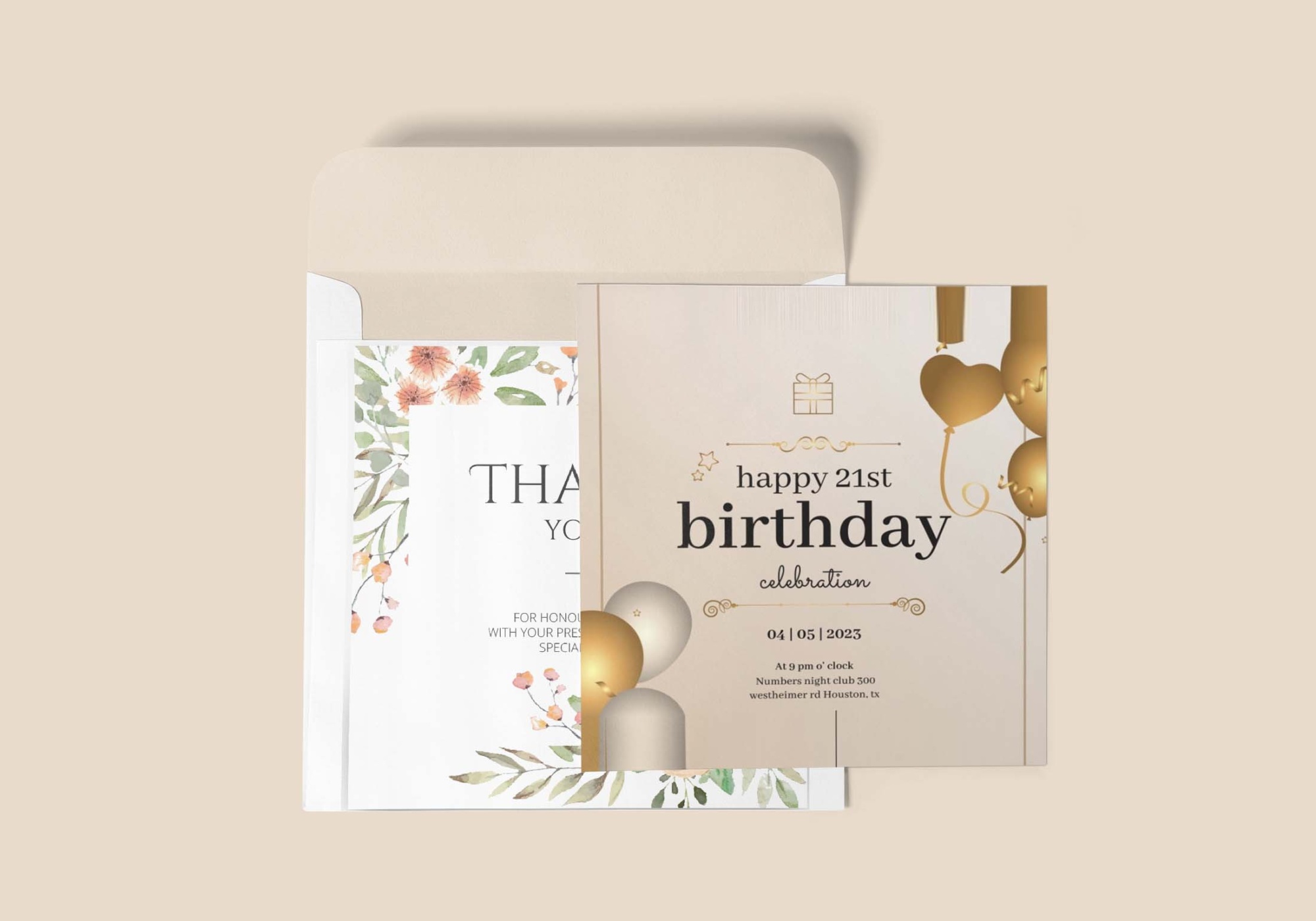 Elegant Invitation Cards Mockup Design