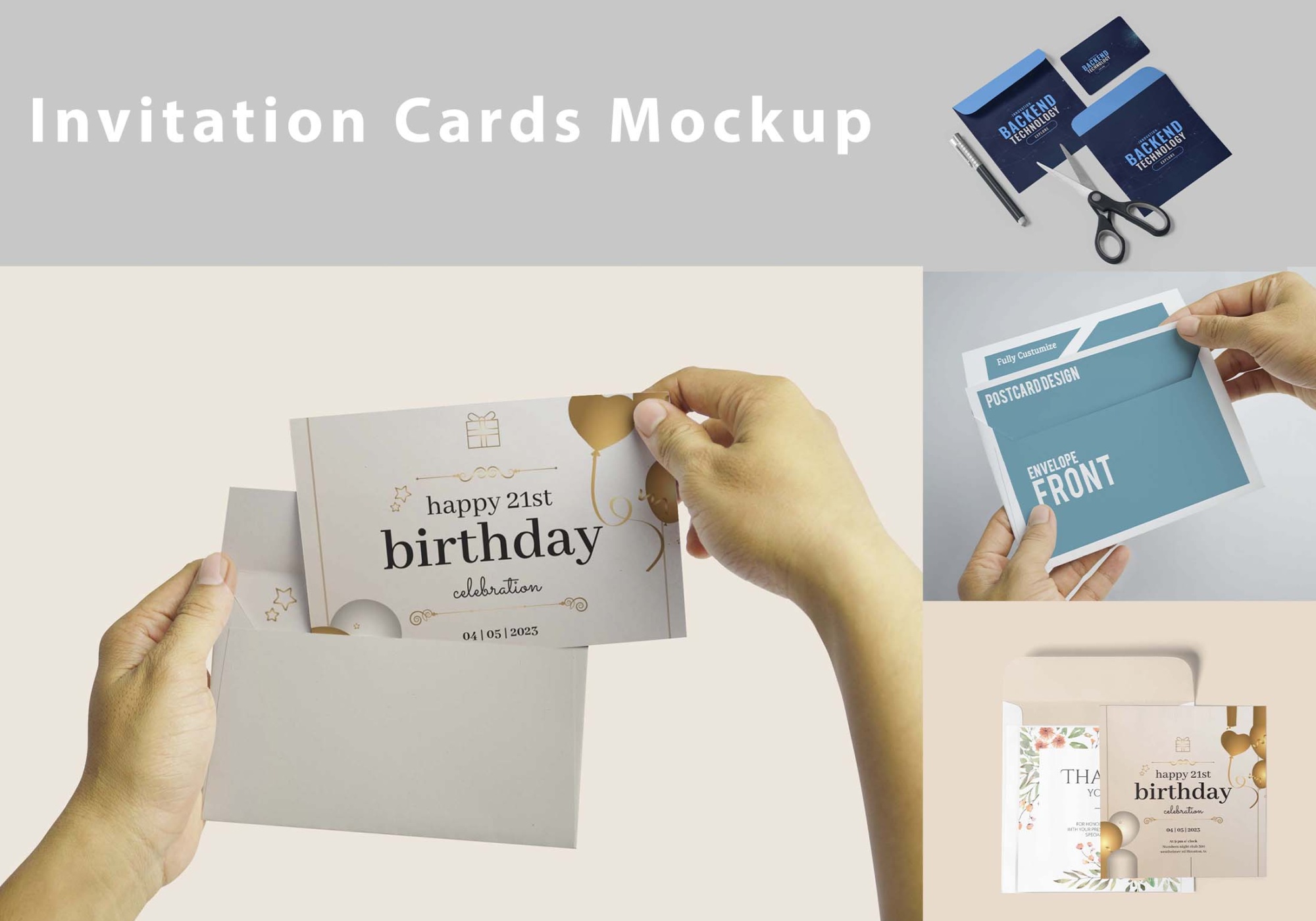 Elegant Invitation Cards Mockup Design