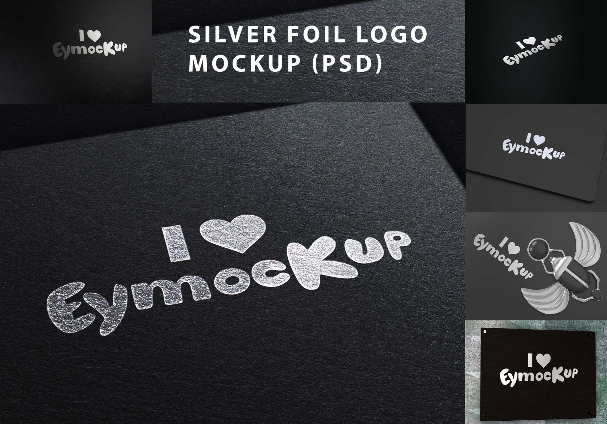 Stylish Silver Foil Logo Mockup PSD