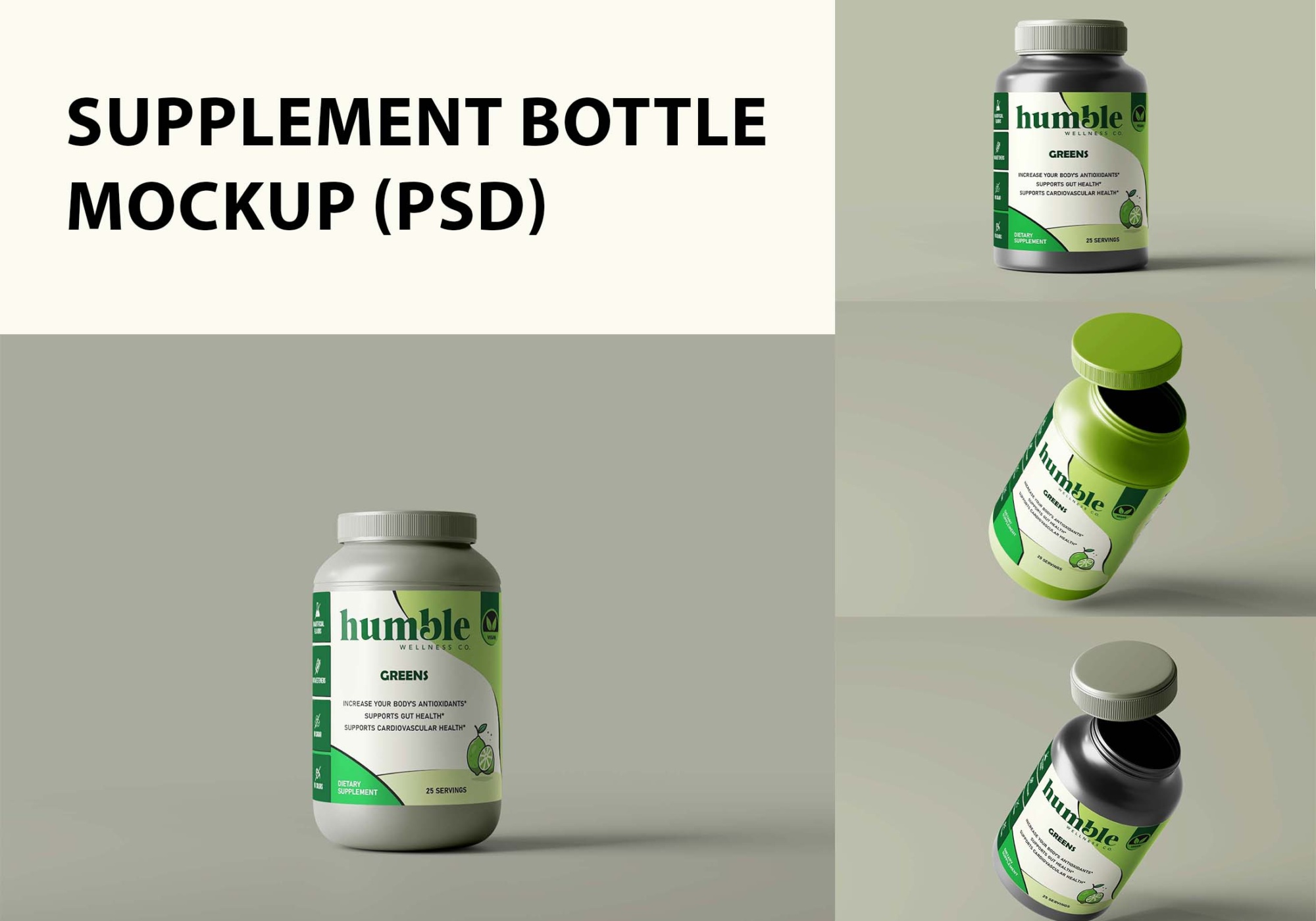 Downloadable Supplement Bottle Mockup PSD