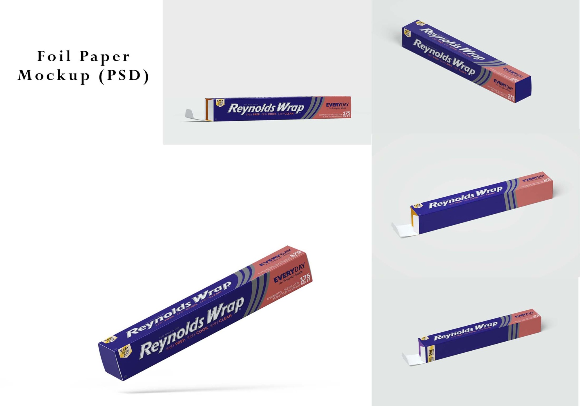 Realistic Wrap Foil Box Mockup