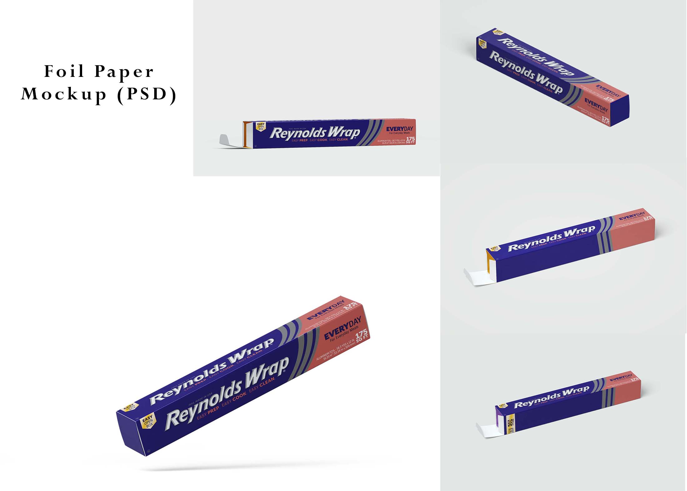 Realistic Wrap Foil Box Mockup