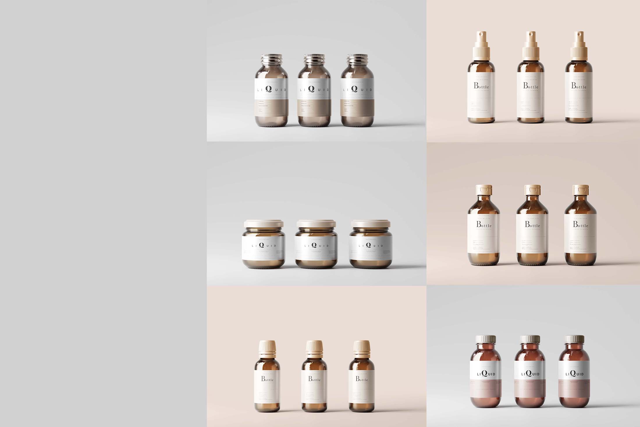 Three Bottles Mockup for Designers