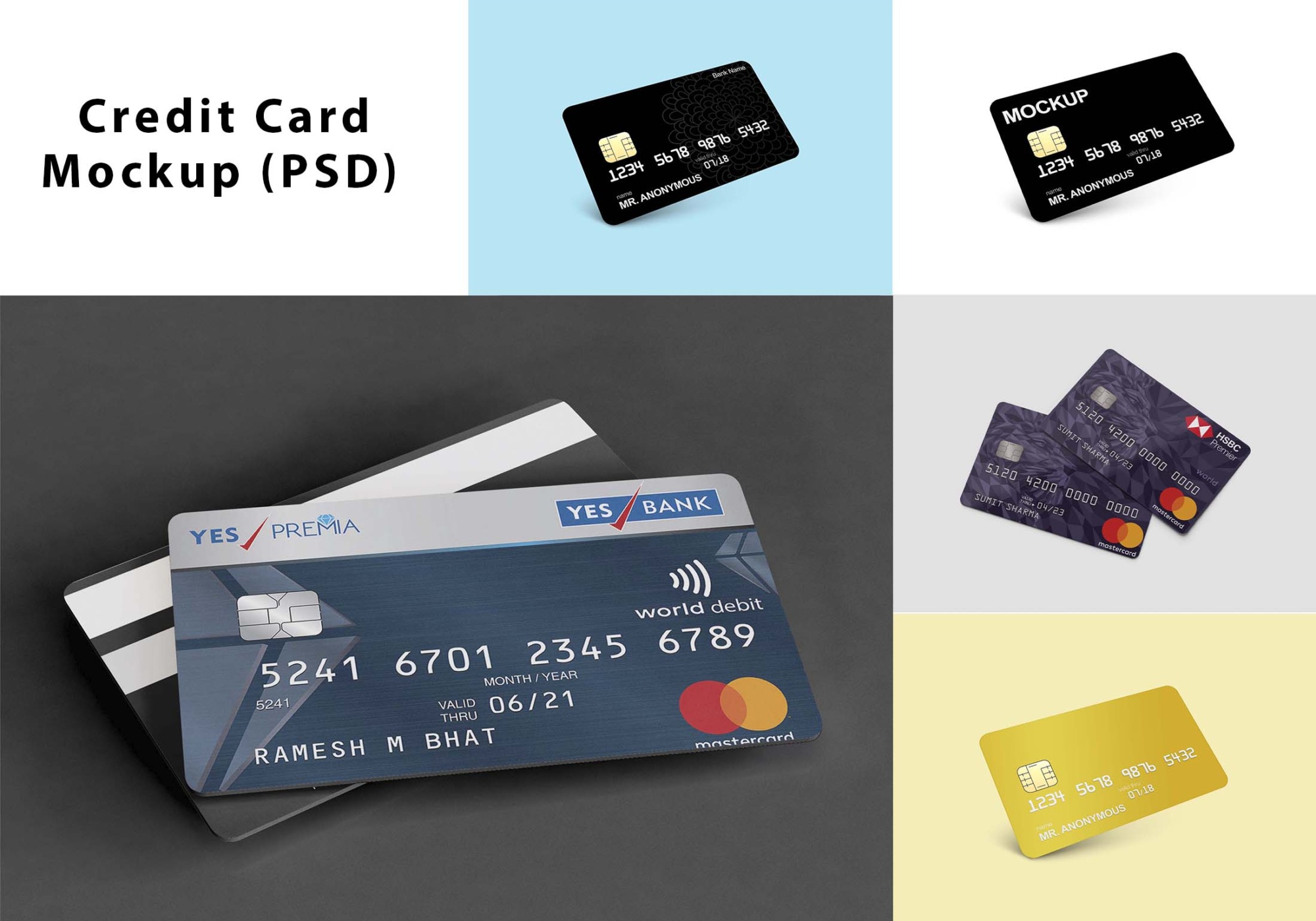 Downloadable Credit Card Mockup PSD