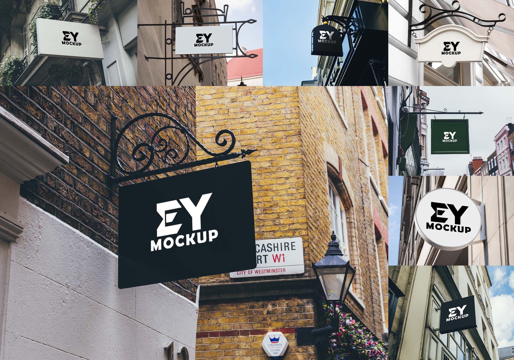 Stylish Hanging Wall Sign Mockup