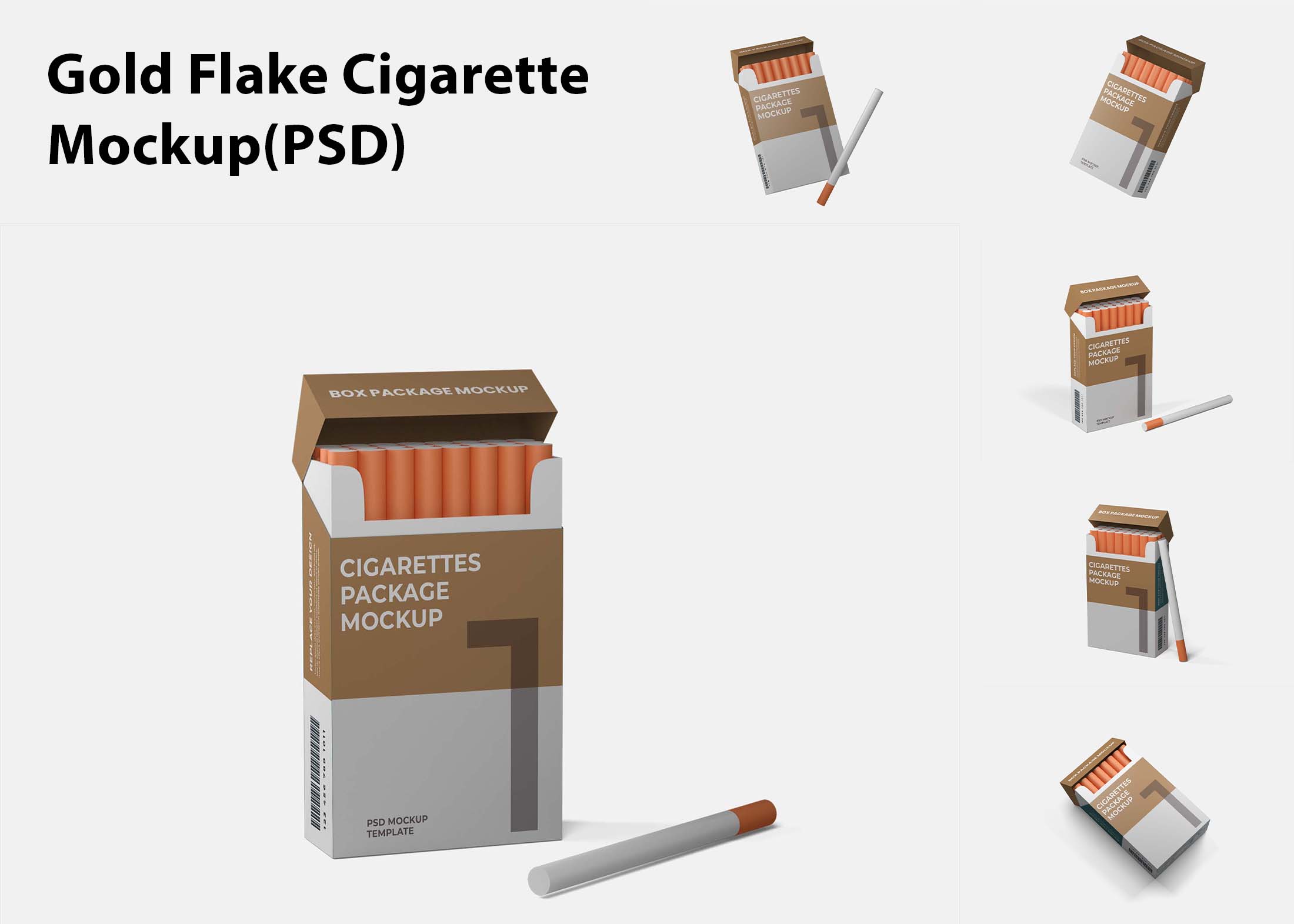 Premium Gold Flake Cigarette Mockup