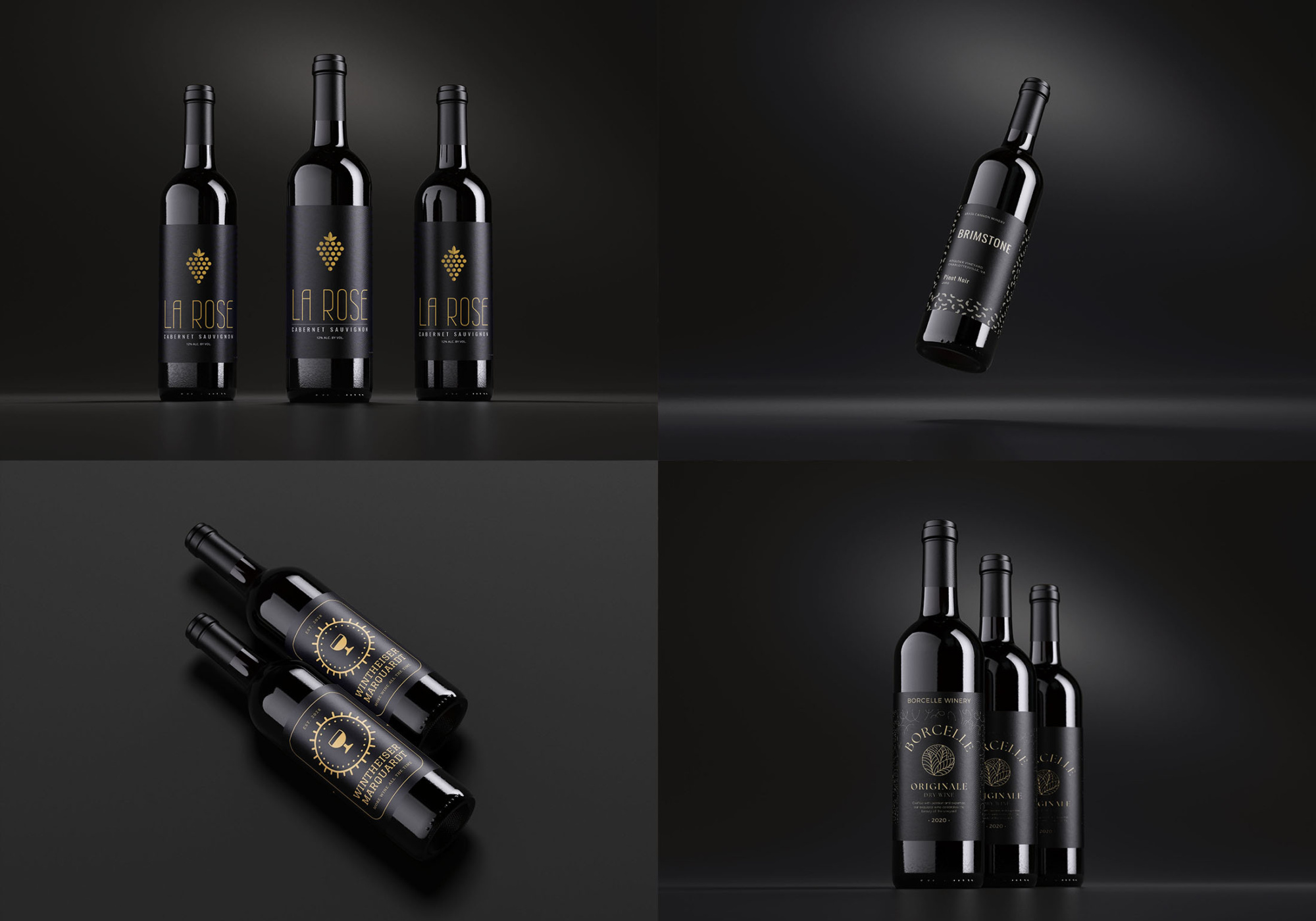 Black Wine Bottle Mockup (PSD)