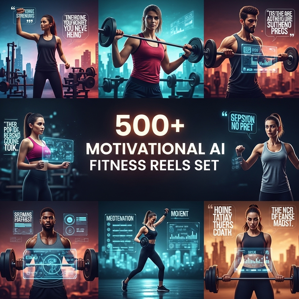500+ Motivational AI Fitness Reels Set